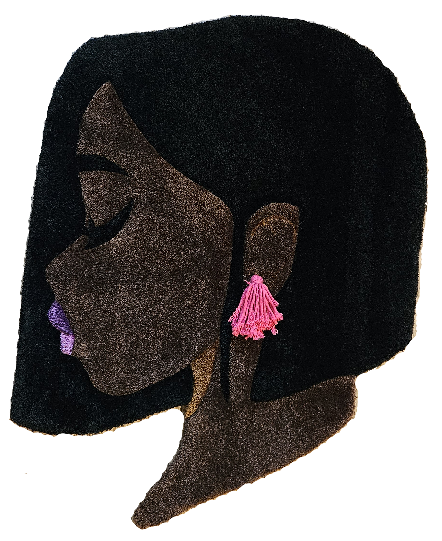 Bobbie – Afrocentric Floor Textile | Bob Cut with Tassel Earring Fiber ...
